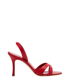 Manolo Blahnik Callasli Leather Slingback Sandals - Red