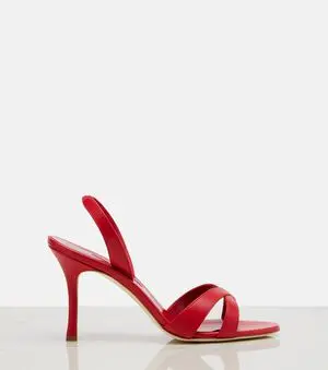Manolo Blahnik Callasli Leather Slingback Sandals - Red