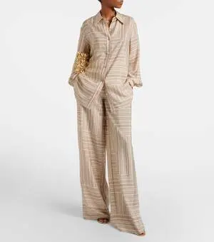 JOSEPH Dijon Printed Silk Shorts