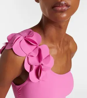 KARLA COLLETTO Tess One-shoulder Floral-appliqué Swimsuit - Pink