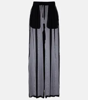 Dolce & Gabbana Sheer Silk Wide-leg Pants - Black