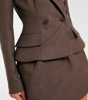 Magda Butrym Peplum Linen Blazer - Brown