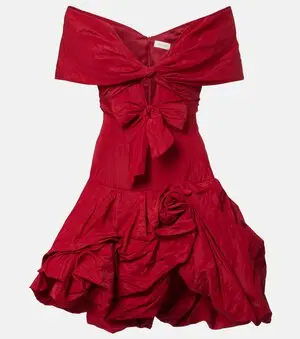 Magda Butrym Off-shoulder Cotton-blend Taffeta Minidress - Red