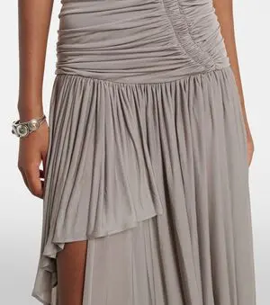 Christopher Esber Ruched Asymmetric Maxi Dress In Slate - Grey