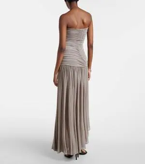 Christopher Esber Ruched Asymmetric Maxi Dress In Slate - Grey