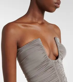 Christopher Esber Ruched Asymmetric Maxi Dress In Slate - Grey