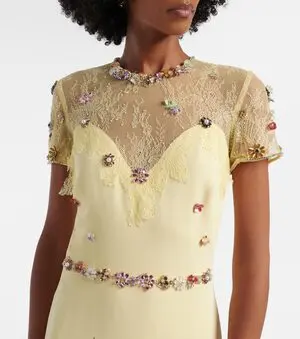 Costarellos Embellished Sequined Crêpe Gown