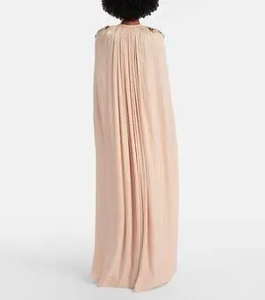 Costarellos Sireen Caped Embellished Gown