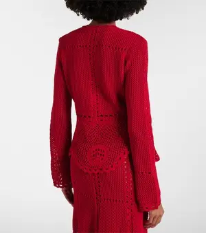 Erdem Crochet Cotton Cardigan - Red