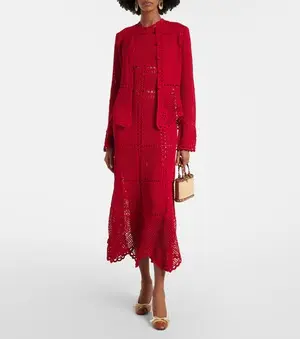Erdem Crochet Cotton Cardigan - Red