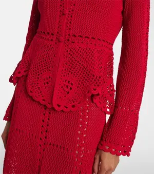 Erdem Crochet Cotton Cardigan - Red