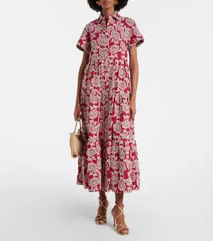 Erdem Embroidered Cotton-blend Shirt Dress - Red