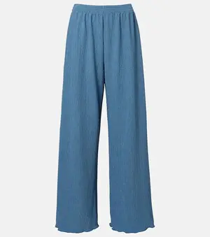 Jade Swim Seersucker Wide-leg Pants - Blue
