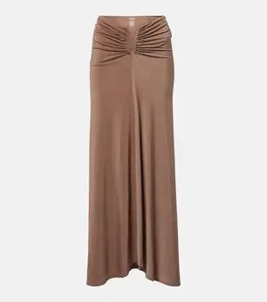 Jade Swim Skyla Ruched Jersey Maxi Skirt - Brown