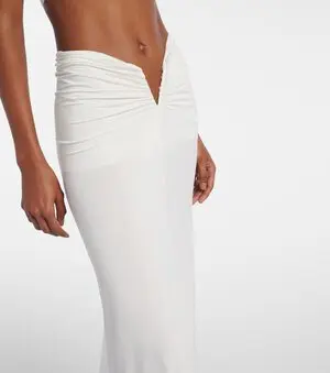 Jade Swim Skyla Ruched Jersey Maxi Skirt - White