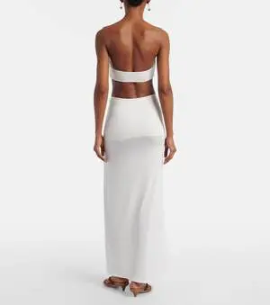 Jade Swim Skyla Ruched Jersey Maxi Skirt - White