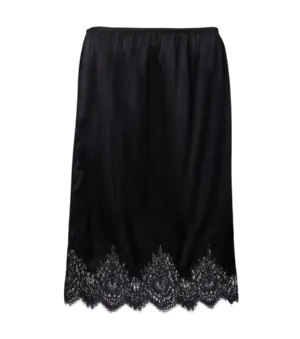 NILI LOTAN Thea Lace-trimmed Silk Midi Skirt - Black