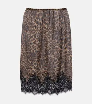 NILI LOTAN Thea Animal-print Midi Skirt - Brown