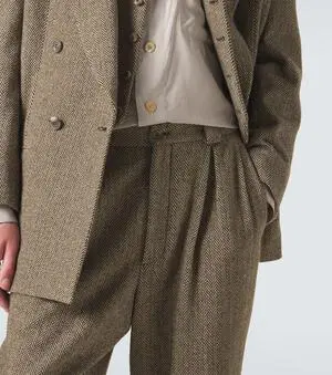 Giorgio Armani Archivio Cotton-blend Straight Leg Trousers - Brown