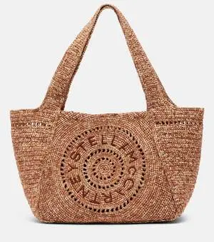 Stella McCartney Logo Raffia Tote Bag - Neutrals