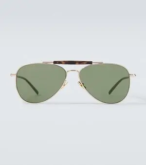 Saint Laurent Sl Logo Aviator Sunglasses - Gold