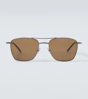 Saint Laurent Sl Logo Aviator Sunglasses - Silver