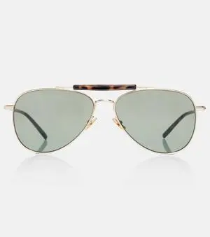 Saint Laurent Sl Logo Aviator Sunglasses - Gold