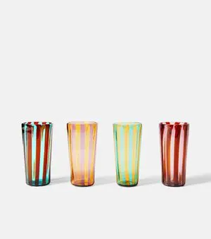 AKUA OBJECTS Augusta Set Of 4 Striped Glasses - Multicoloured