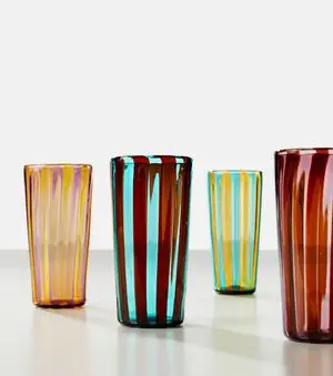 AKUA OBJECTS Augusta Set Of 4 Striped Glasses