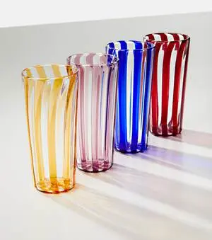 AKUA OBJECTS Augusta Large Set Of 4 Striped Glasses