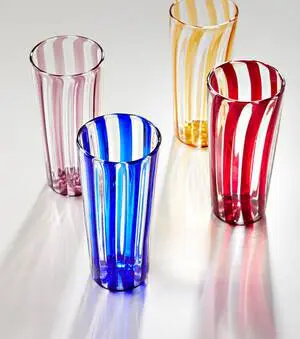 AKUA OBJECTS Augusta Large Set Of 4 Striped Glasses