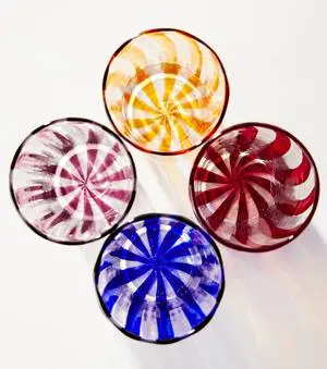 AKUA OBJECTS Augusta Large Set Of 4 Striped Glasses