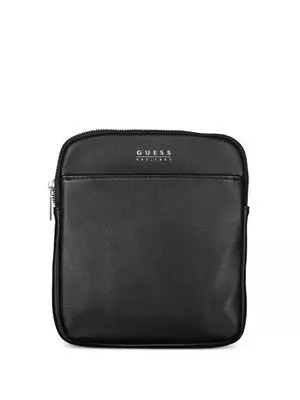 Guess Logo-print Pebbled Shoulder Bag - Black