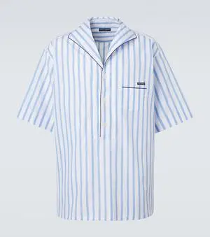 Dolce & Gabbana Striped Cotton And Silk Poplin Shirt - Blue