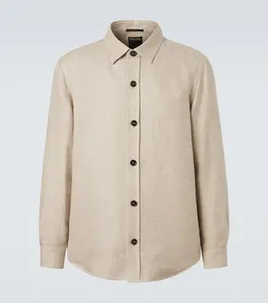 Zegna Cashmere, Linen, And Silk Overshirt - Beige