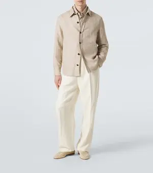 Zegna Cashmere, Linen, And Silk Overshirt - Beige