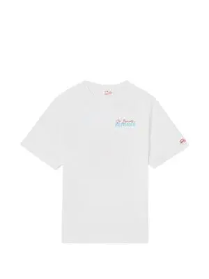 MC2 SAINT BARTH Delmar T-shirt With St. Barth Weekender Print And Maxi Graphic On The Back - White