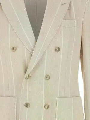 Eleventy Striped Double-breasted Blazer - Neutrals