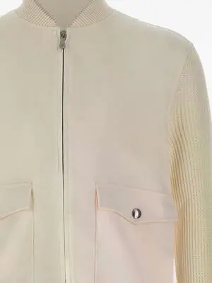 Eleventy Knitted-sleeve Zip-up Jacket - Neutrals