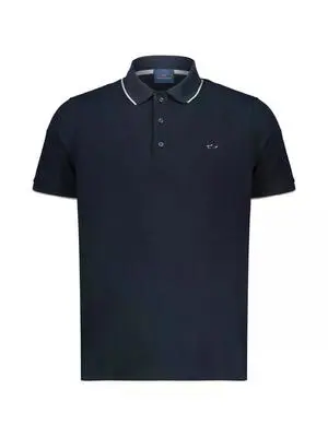 Paul & Shark Tipped-trim Logo-patch Polo Shirt - Blue