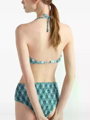 Prada Checked Print Jersey Bikini Top