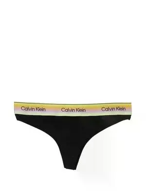 Calvin Klein Logo-band Thongs - Black