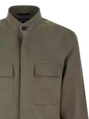 Zegna Oasi Linen Mandarin-collar Overshirt - Grey