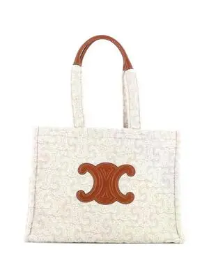 Celine Cabas Thais Triomphe Embroidered Large Tote Bag - Brown
