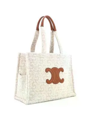 Celine Cabas Thais Triomphe Embroidered Large Tote Bag - Brown