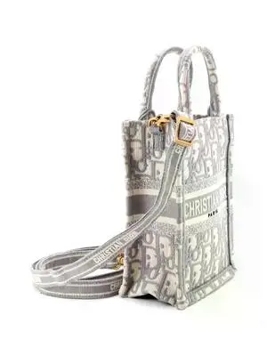Dior Oblique Canvas Book Tote Phone Bag - Grey