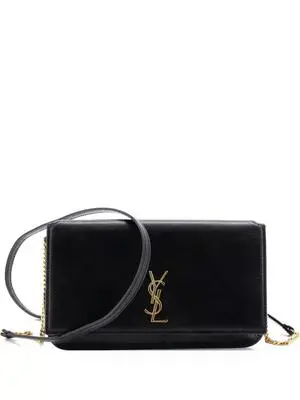 Saint Laurent Classic Monogram Phone Holder Leather Crossbody Bag - Black