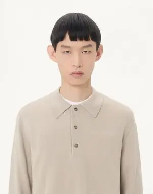 Valentino Garavani Wool Polo Shirt With Vlogo - Light Grey