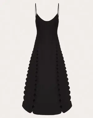 Valentino Garavani Valentino Crepe Couture Embroidered Midi Dress Black