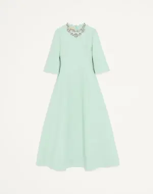 Valentino Garavani Crepe Couture Embroidered Midi Dress - Celadon/silver
